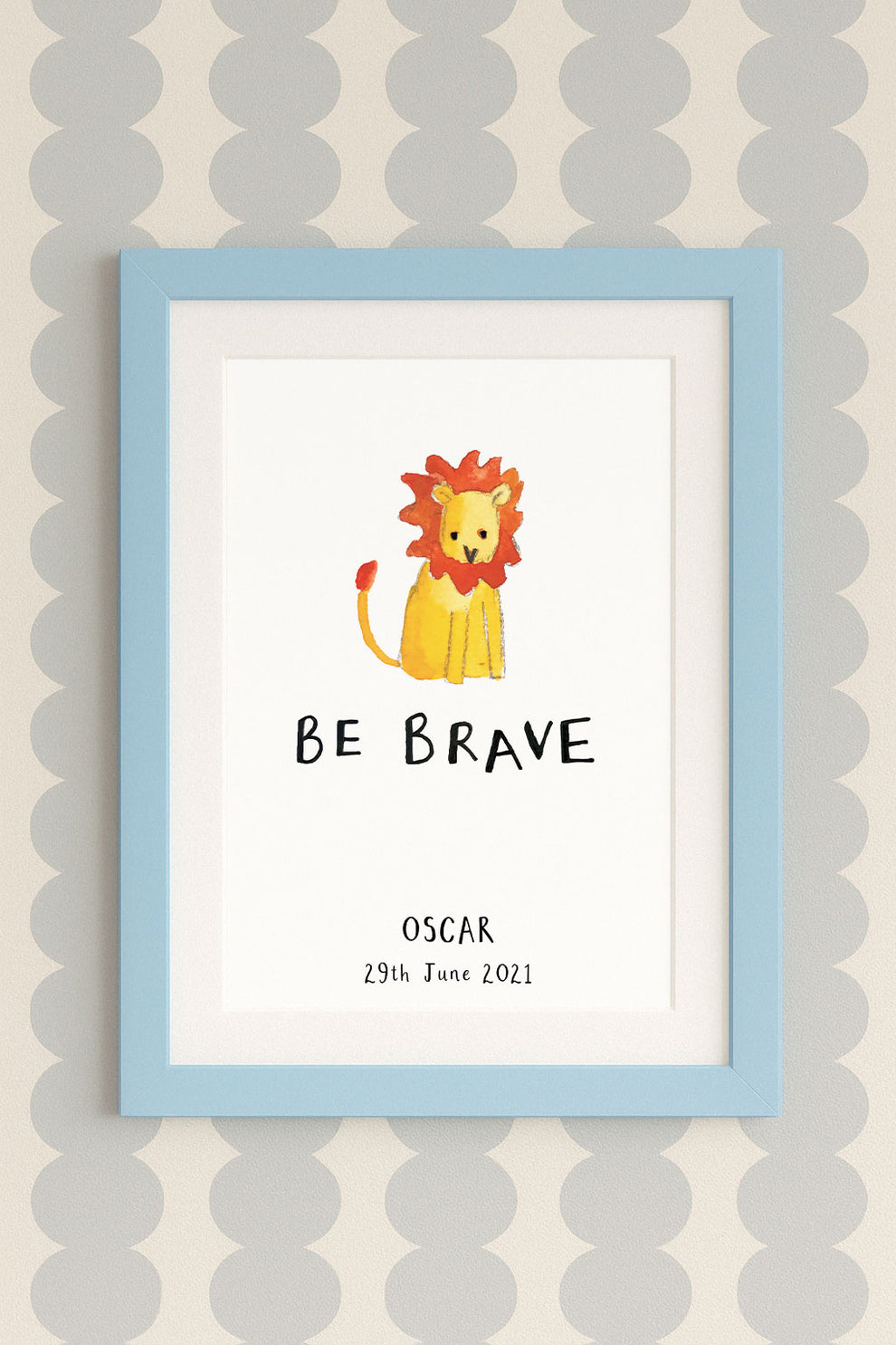 Personalised 'Be Brave' Lion Wall Art Print – Ruby and Rafe
