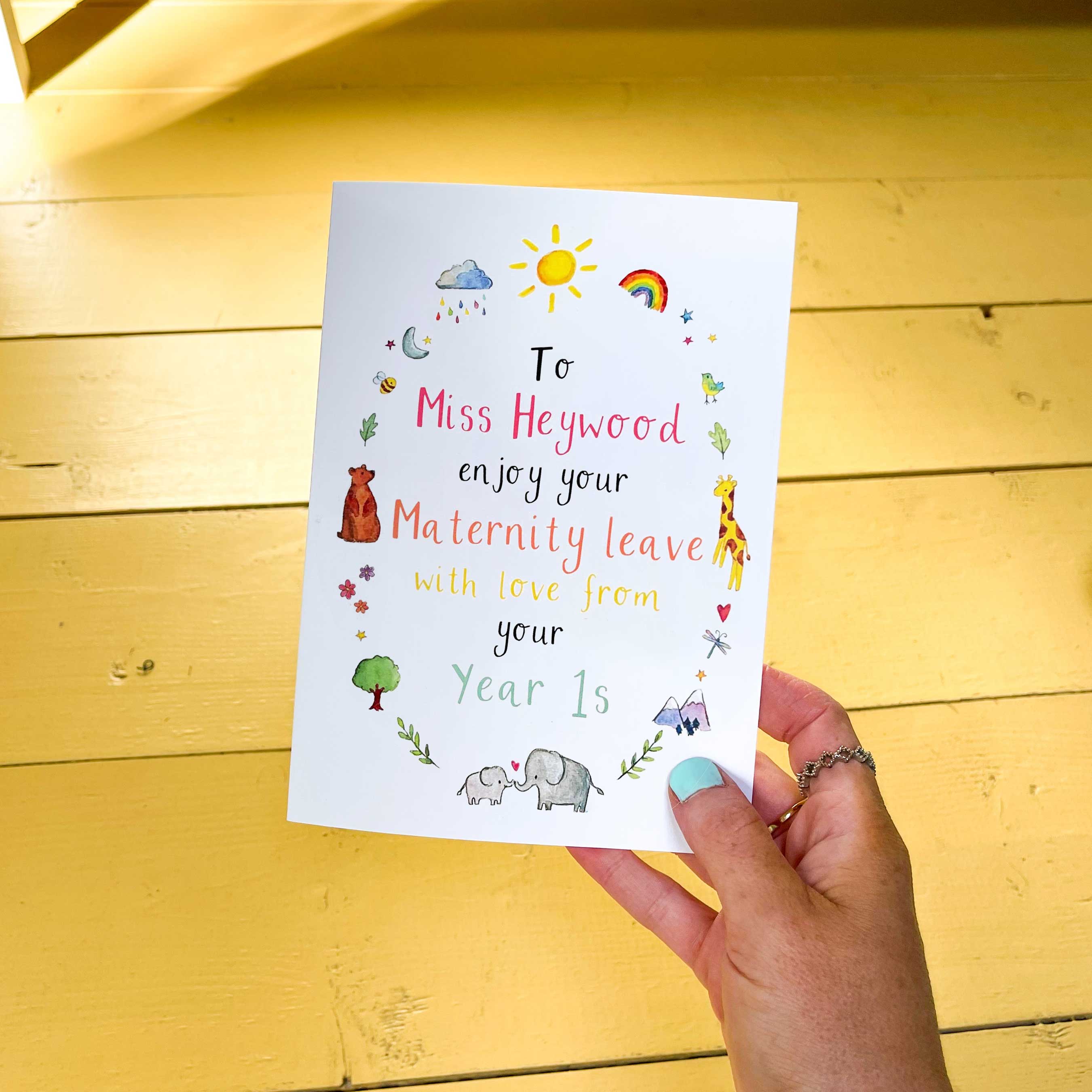 Personalised Happy Maternity Leave Card – Ruby and Rafe